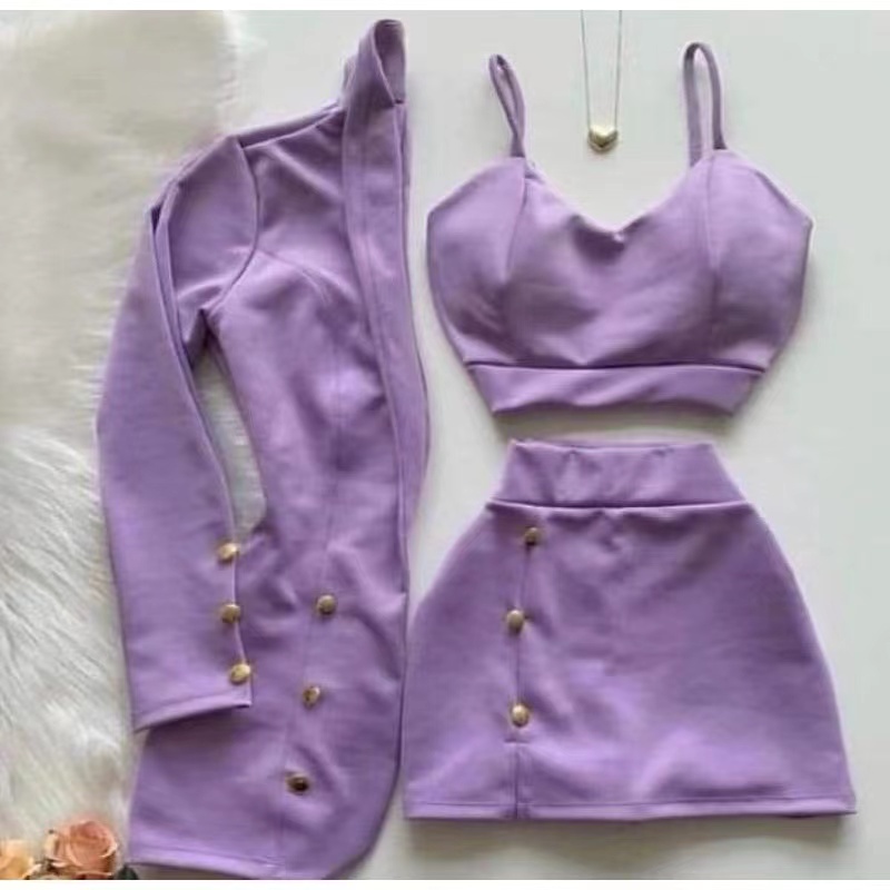 New Arrival Formal Sexy Fashionable Ladies Suit Ootd Terno Dress 3in1 Set For Daily Use Outfit