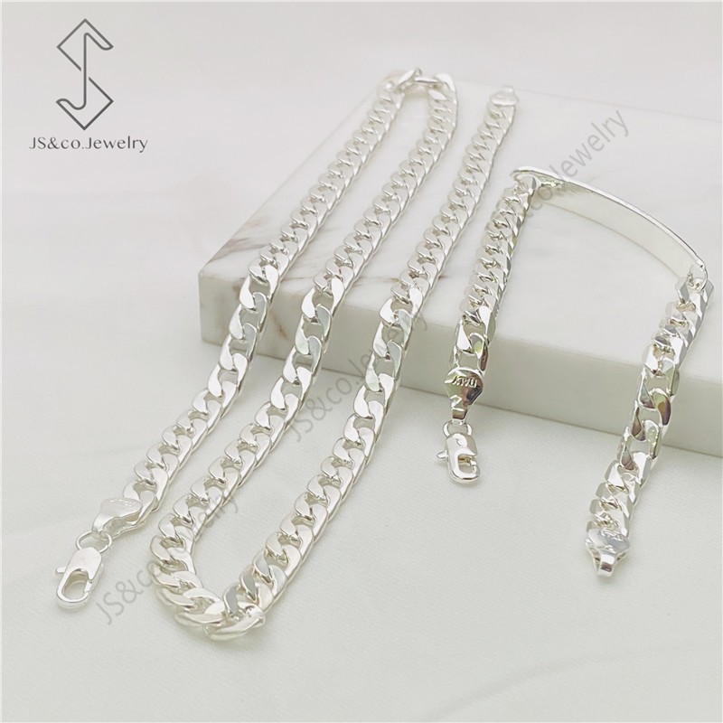 JS&CO jewelry 925 Silver 2in1 Necklace Bracelets Set for unisex set-189 ...