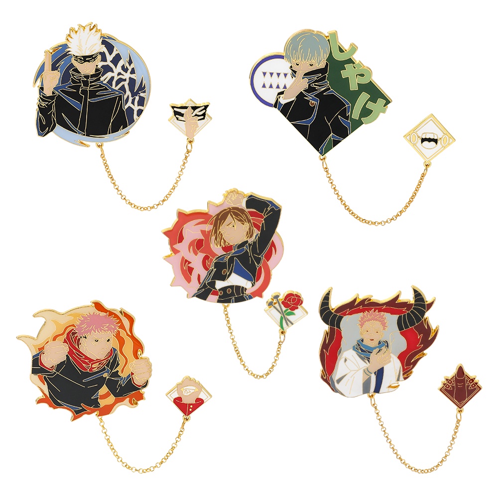 Anime Jujutsu Kaisen Metal Chain Badge Itadori Yuji Inumaki Toge Gojo ...