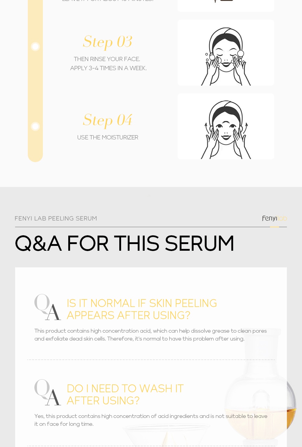 Fenyi Lab Peeling Serum 3% AHA Niacinamide Essence Shrink Pores Fade ...