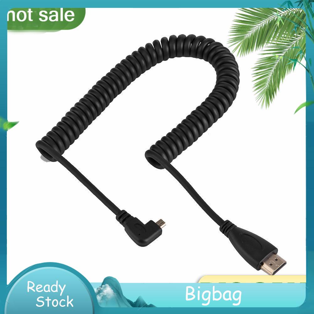 Right Angled 90 Degree Micro HDMI to HDMI Cable Telescopic Spring HDMI ...