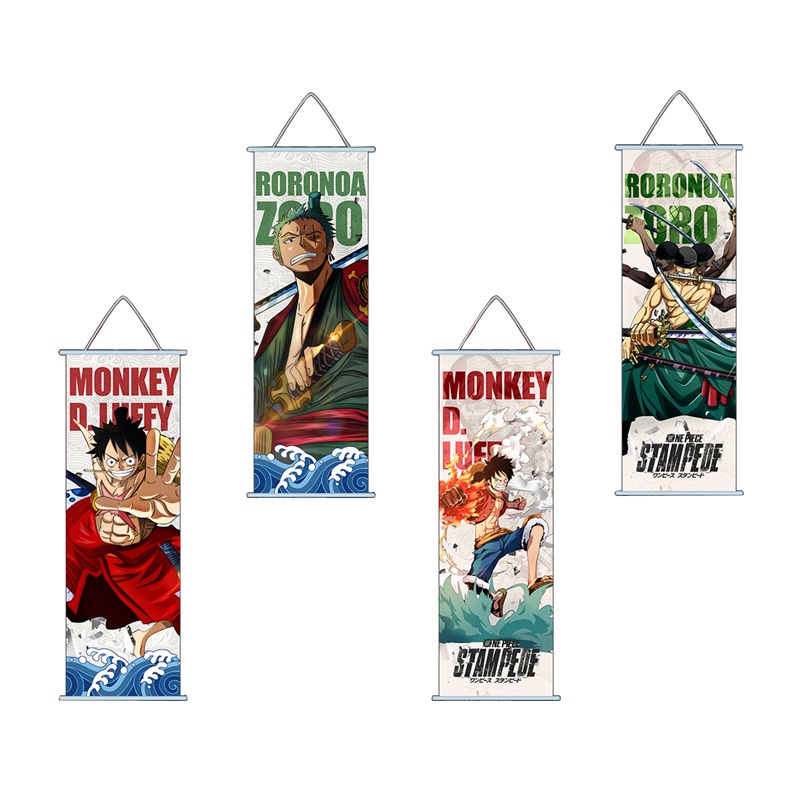 Classic Cartoon One Piece Luffy Zoro Scroll Canvas Wall Hanging ...