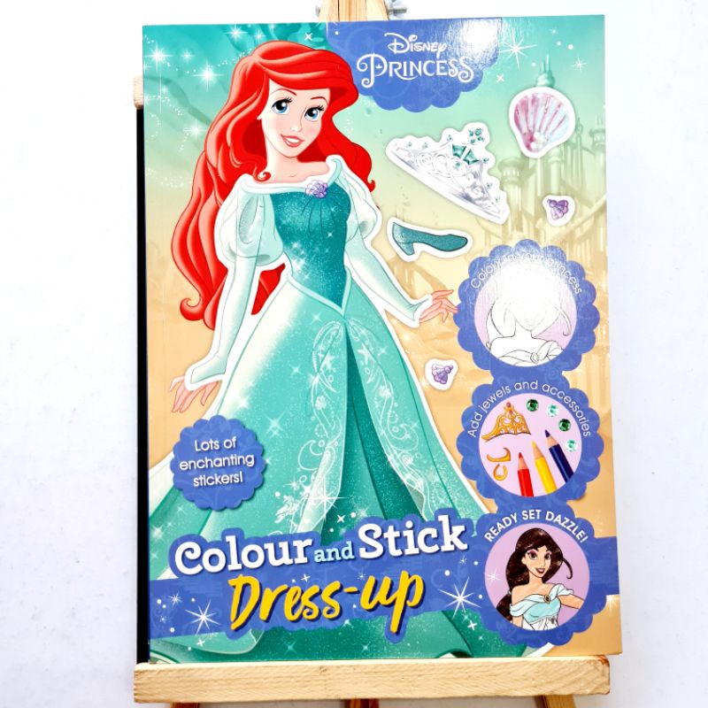 Disney Princess Colour and Stick Dress up Activity Book | Shopee ...