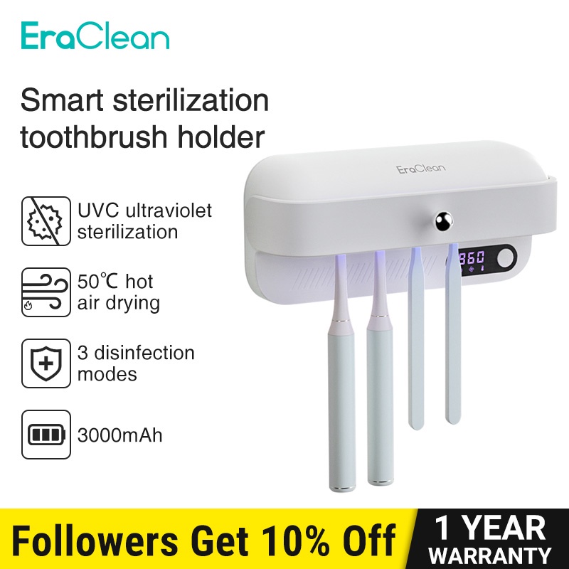 EraClean XD-TB01 Toothbrush UV Sterilizer Tooth Brush Holder with UV ...