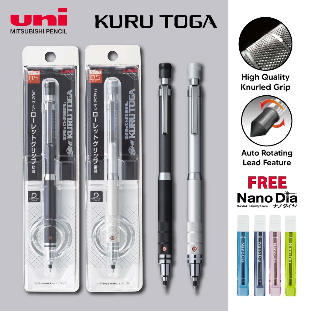 【UNI】 Kuru Toga Roulette Auto Lead Rotation Mechanical Pencil 0.5mm FREE 4x Pencil Lead M5 1017 ...