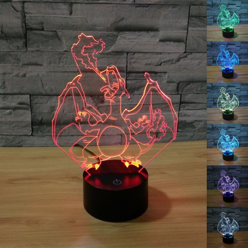Pokemon Charizard Night Light 7 Colors Gradient Gift for Kids USB LED ...