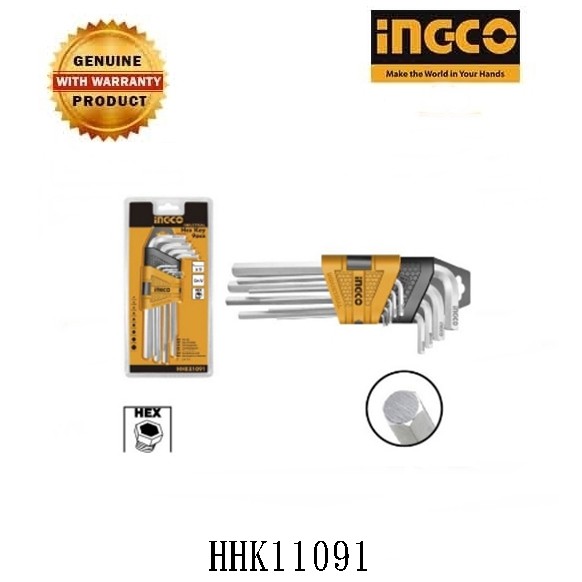 INGCO HHK11091 Allen Wrench Hex Key 9Pcs Set [1.5-2-2.5-3-45-6-8-10 mm ...