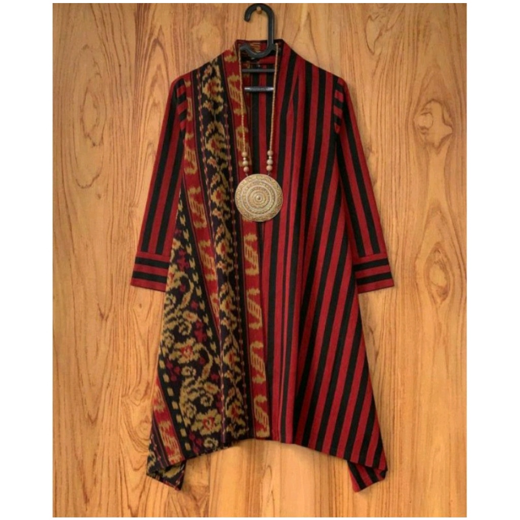 MERAH Long Unique Woven cardigan In Red | Shopee Philippines