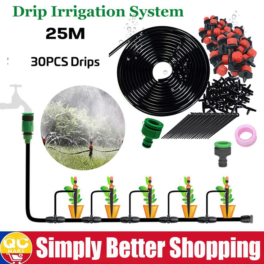 25M DIY Rubber Drip Irrigation Suit Adjustable Dripper Smart Automatic ...