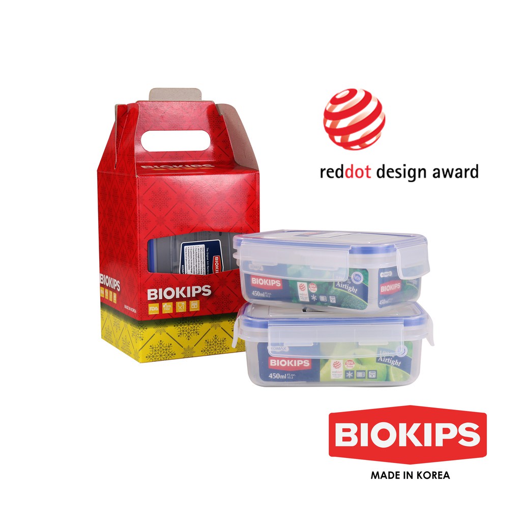Biokips Rectangular Food Storage Container Gift Set 450ml (B1T1) | BPA ...