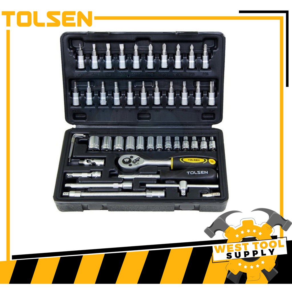 Tolsen 46PCS Socket Rachet Wrench Set (1/4" Drive) 15138 | Shopee ...