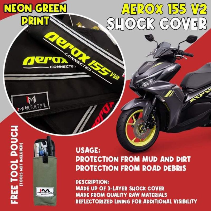 AEROX V2 2021 SHOCK COVER NEON GREEN. PAIR. IMMORTAL | Shopee Philippines