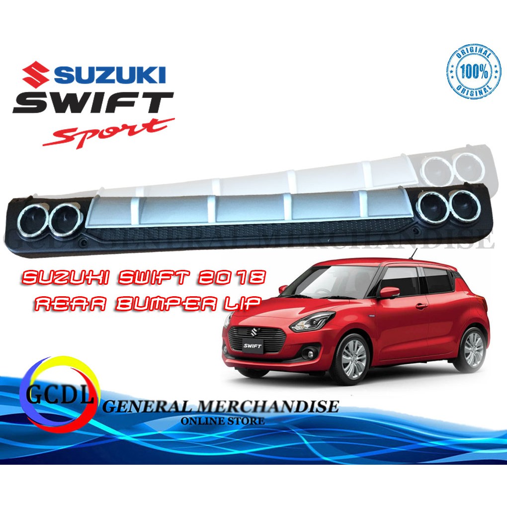 Suzuki Swift 2018 Rear Bumper Lip Diffuser (Black/Silver) | Shopee ...