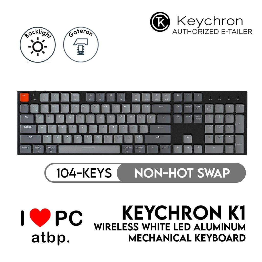 Keychron K1 Wireless Mechanical Keyboard (104 Keys, Wired/Bluetooth ...