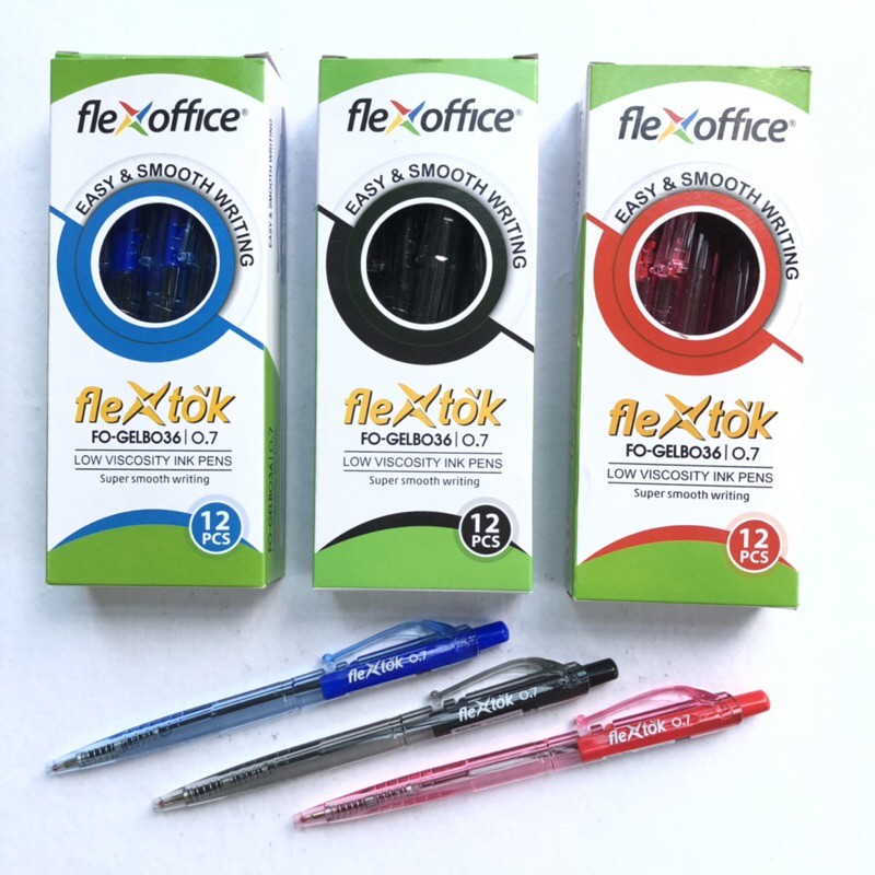 1Box/12Pcs Flexoffice Flextok Flextok Ballpen Retractable Easy Smooth ...