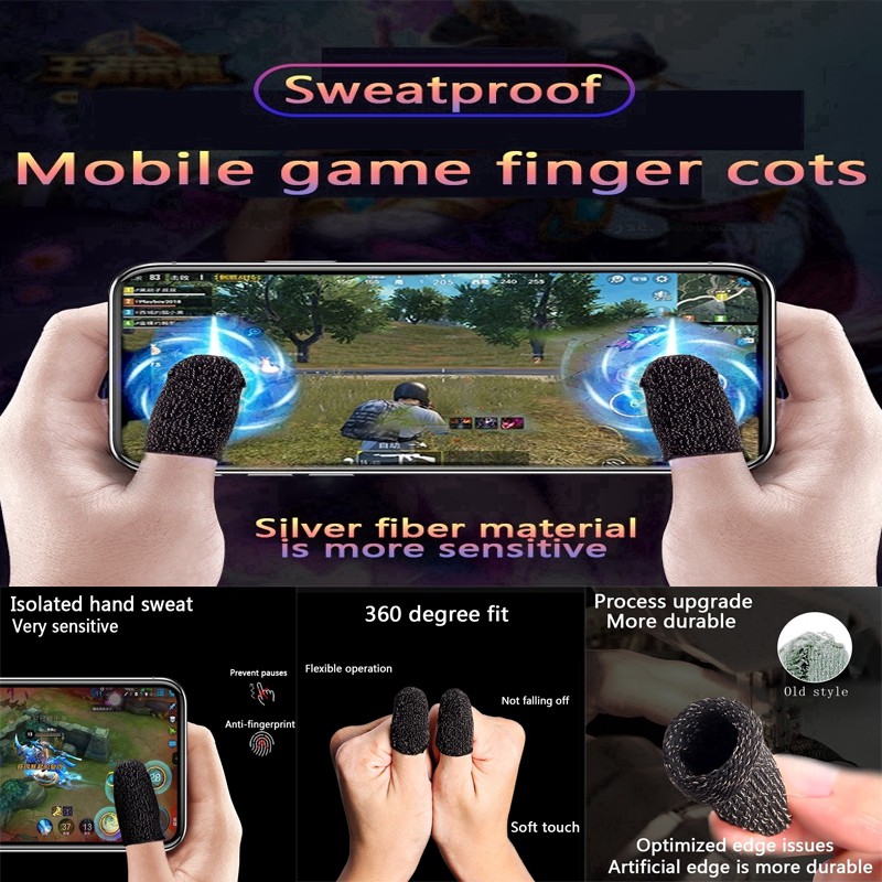 1 Pair Mobile Finger Sleeve Touchscreen Game Controller Sweatproof ...