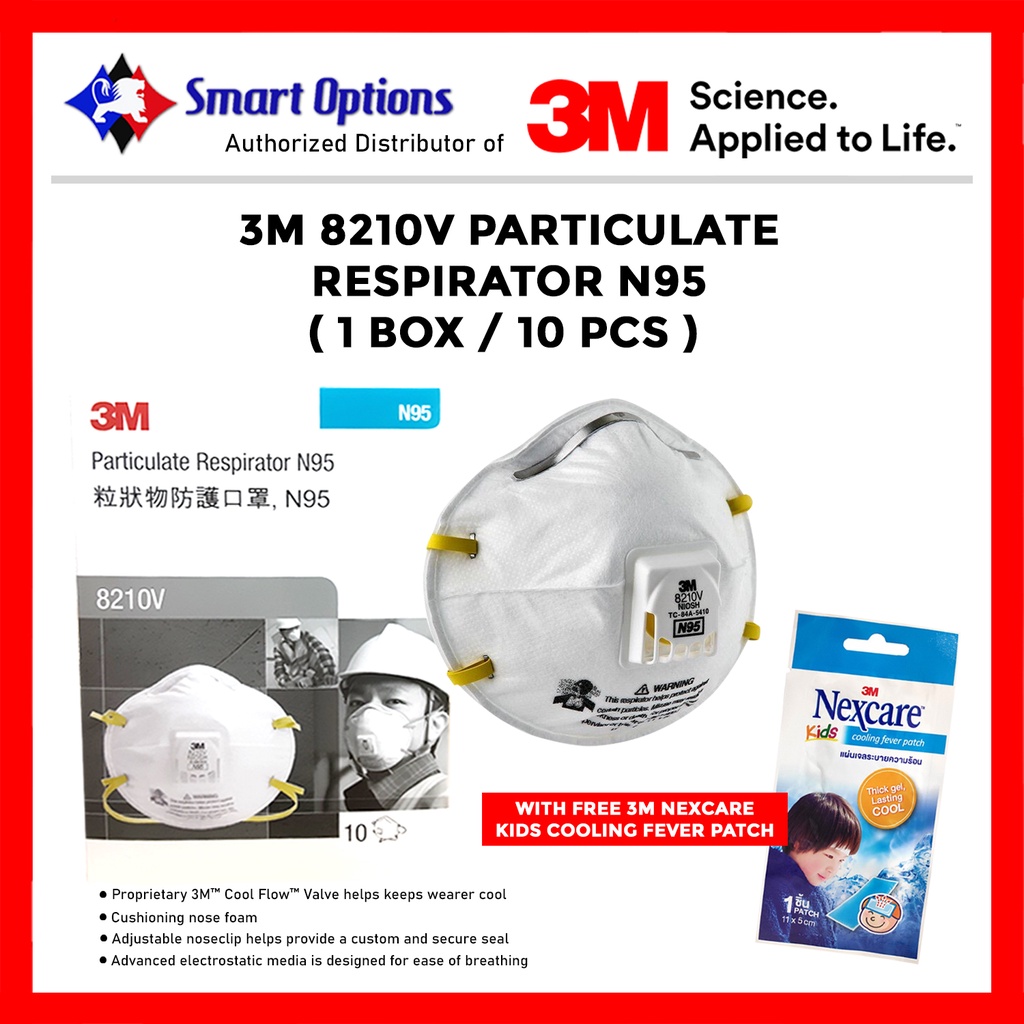3M 8210V PARTICULATE RESPIRATOR N95 1BOX/10PCS. | Shopee Philippines