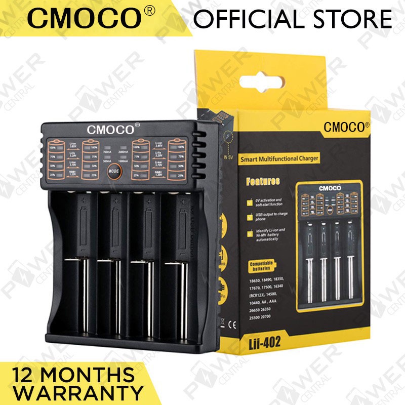 CMOCO LiitoKala Lii-402 Smart Universal Li-ion Battery 4-slot Charger ...