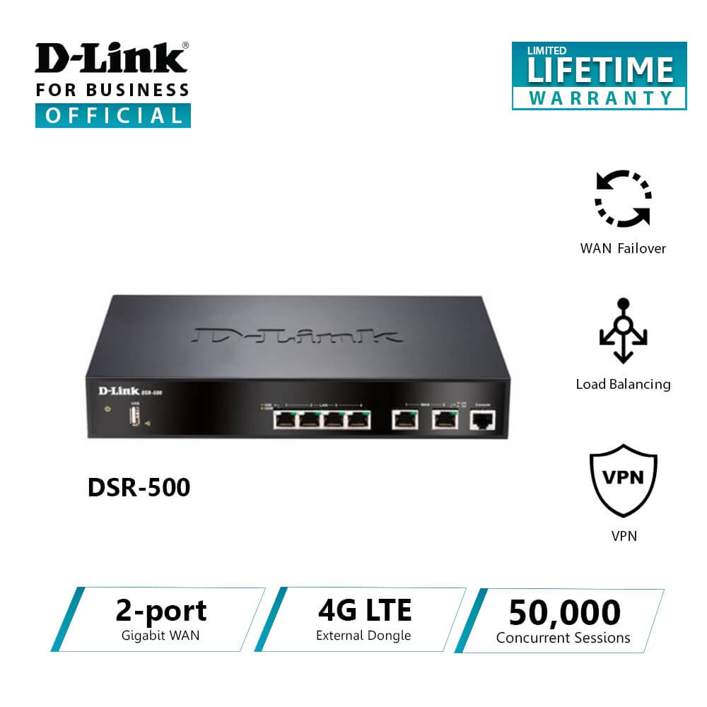 D- Link DSR-500 Dual WAN 4-Port Gigabit VPN Router | Shopee Philippines