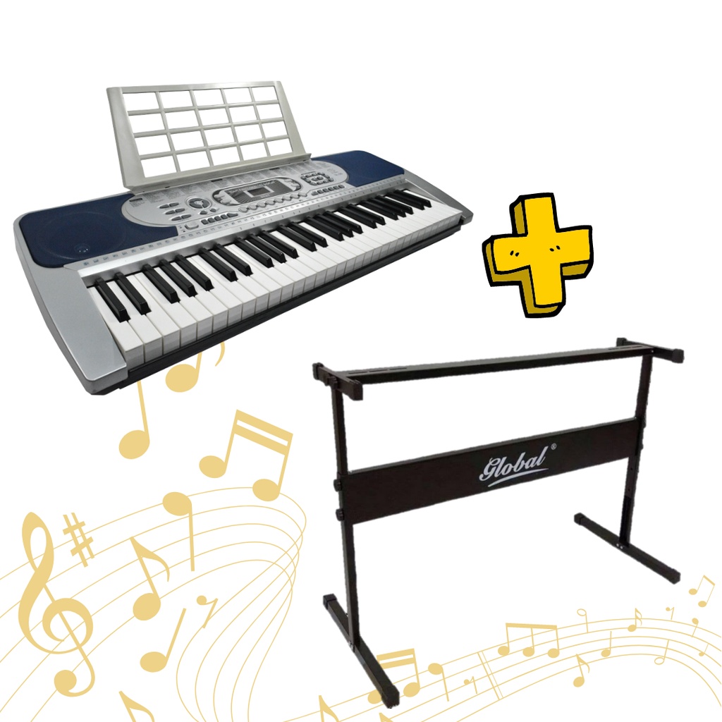 Global GL-220 54 Key Electronic Portable Keyboard with Piano Sticker and D - Stand | Shopee ...