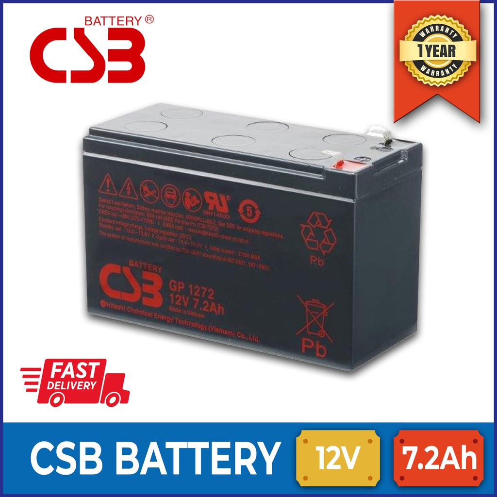 CSB BATTERY GP-1272 F2 12V 7.2Ah | Shopee Philippines