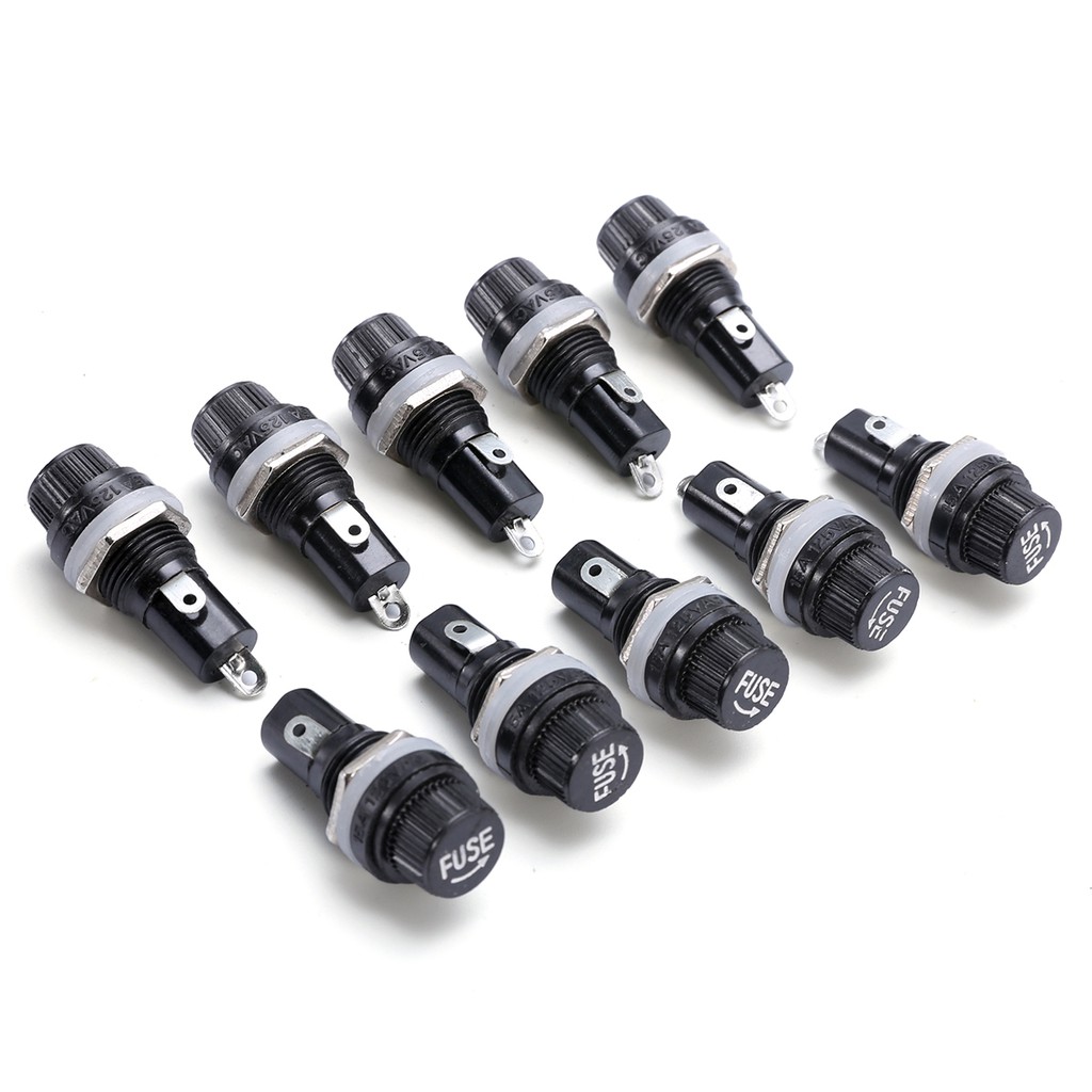 tocawe 10pcs 250V 10A Panel Mount Screw Cap Fuse Holder Case for Glass ...