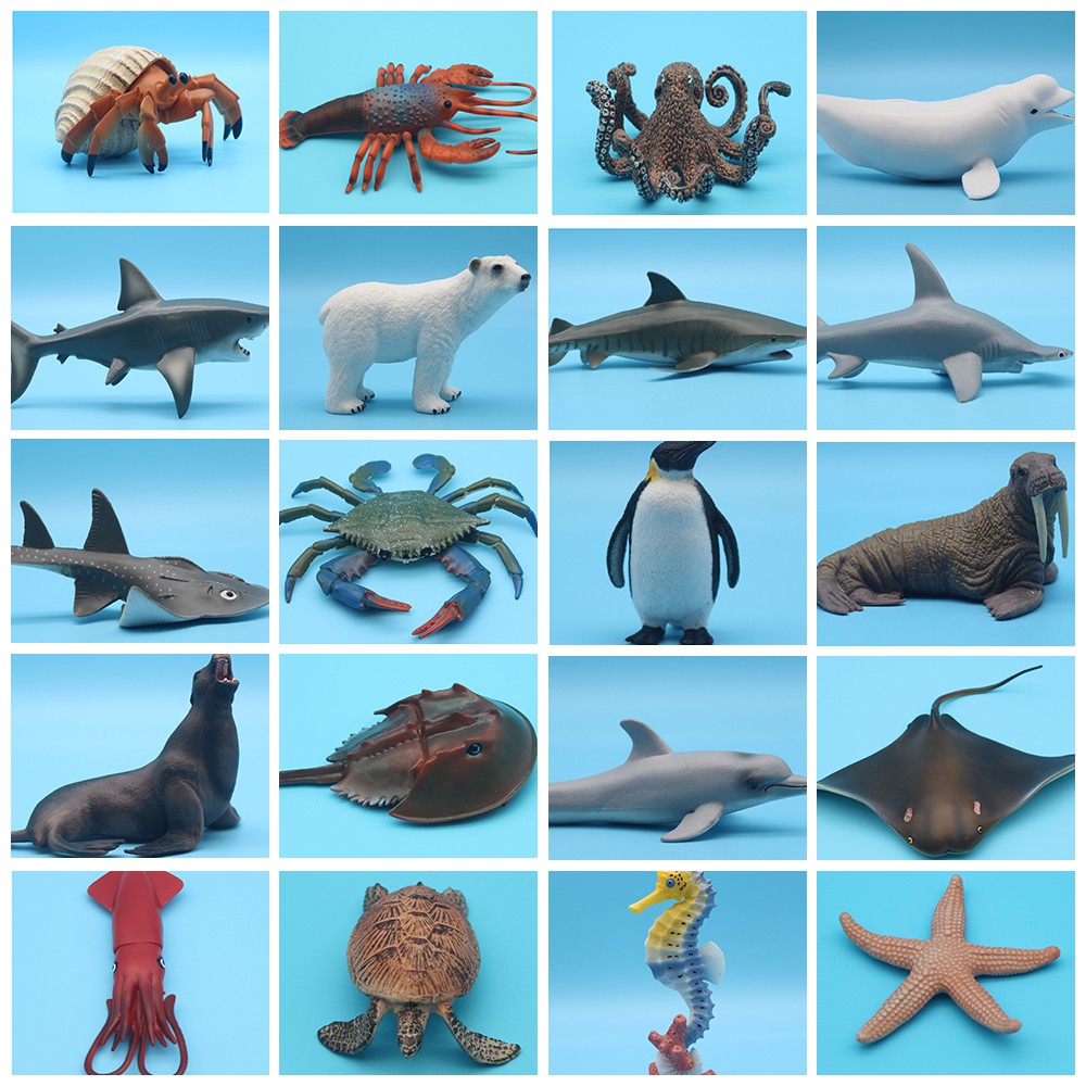 Solid Simulation Sea Life Animals PVC Dolphin Crab Shark Turtle Model ...