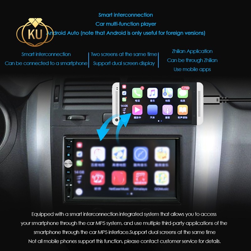 7inch 2 din car radio car bluetooth mp5 contact screen player fm stereo ...