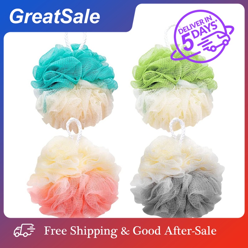 Greatsale Bath Lather Mesh Sponges Loofah Pouf Shower Puff Soft Body
