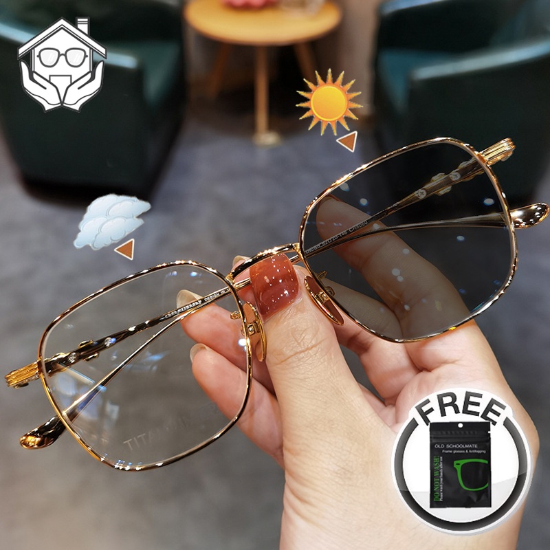 Photochromic Anti Radiation Glasses For Women Men Metal Replaceable ...