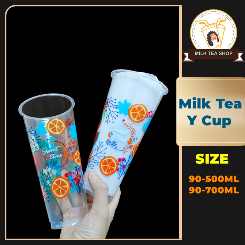 50PCS 90mm Plastic Cup/Milk Tea Cup/Character Slim Cups Daisy Cup For ...