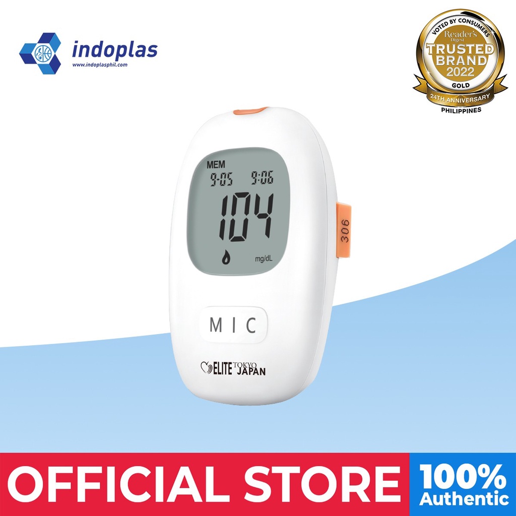 Indoplas Elite Blood Glucose Meter Glucometer Monitoring System IGM105 ...