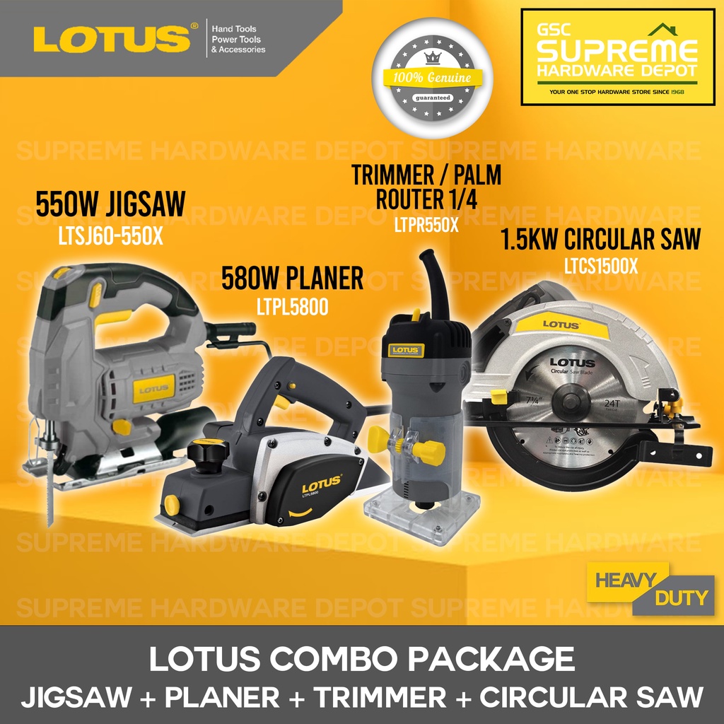 LOTUS COMBO Jigsaw LTSJ60-550X + Planer LTPL5800 + Trimmer LTPR550X ...