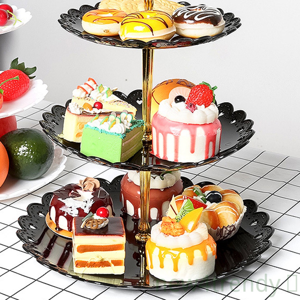 New4 3-Tier Plastic Cupcake Stand Dessert Plate Mini Cakes Fruit Candy ...