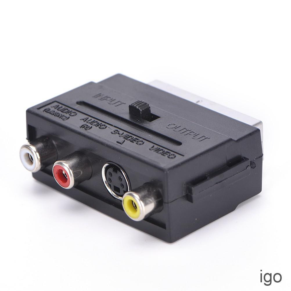 IGO 21 Pins SCART Male Plug To 3 RCA Female AV TV Audio Video Adaptor ...