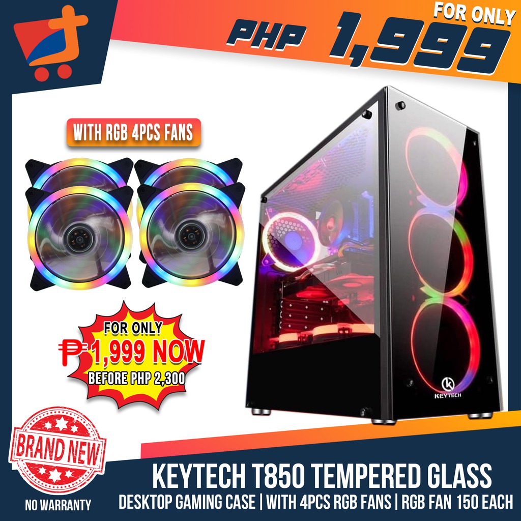 TTREND Desktop Gaming Case Tempered Glass Keytech T850 Fits ATX, Micro ...