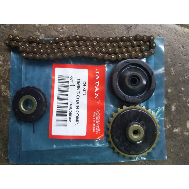 TIMING CHAIN COMP XRM110 90L/WAVE100 88L/C100/DREAM 84L W/ROLLER GUIDE ...
