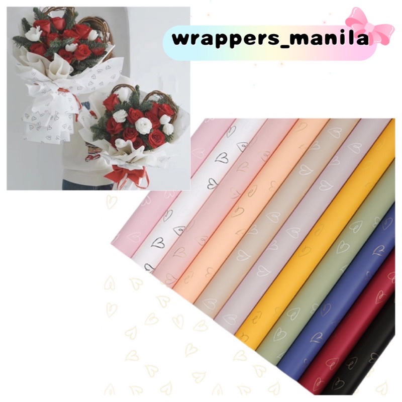 20pcs Elegant Heart Design Waterproof Wrappers Bouquet Wrapping ...