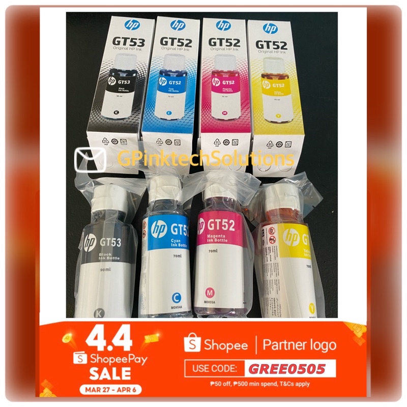 HP INK GT52/ HP GT53 Ink (BK C Y M) | Shopee Philippines