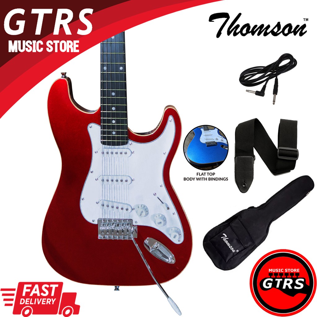 Thomson Electric Guitar with Flat Top Body - Red Sparkle | Shopee ...
