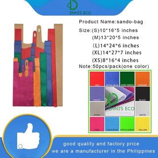 50 Pcs Sando Eco Bag 5 Sizes Non-woven Vest Tote Bag Shopping Take Out ...