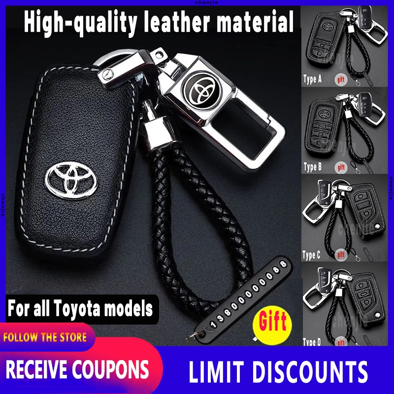 Cod high quality leather for toyota key cover Remote key case with key ...