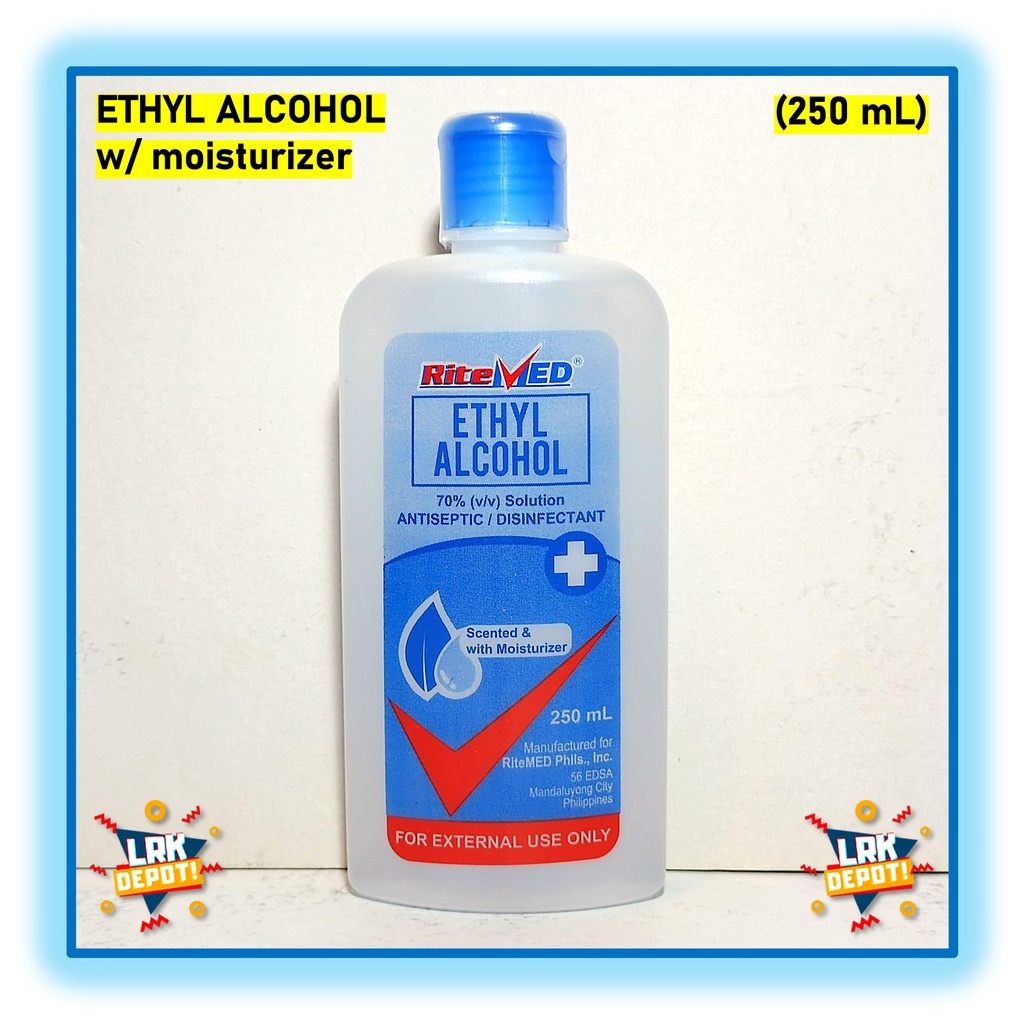 RiteMED Ethyl Alcohol 70% Liquid Sanitizer w/ Moisturizer (250mL) - Antiseptic Disinfectant ...