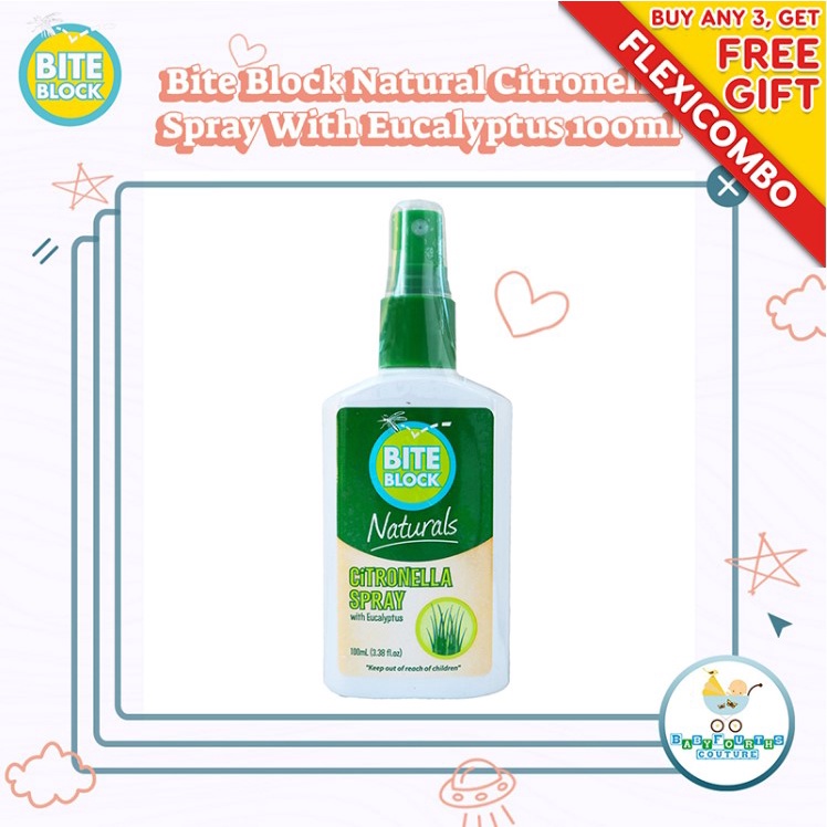 Bite Block Naturals Citronella Spray with Eucalyptus 100ml | Shopee ...