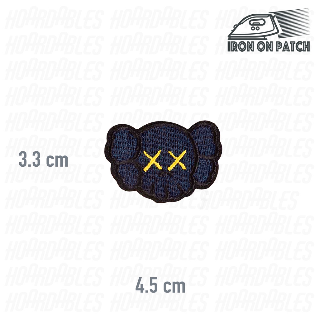 Kaws Face X Art Small Navy Blue Iron On Sew DIY Decor Embroidered Patch ...