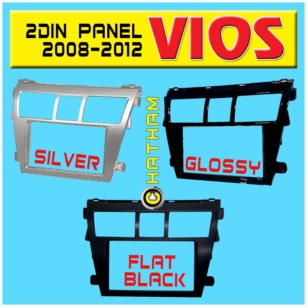 2Din Stereo Panel for Toyota Vios 2008 - 2012 Gen-2 Silver Flat Black ...