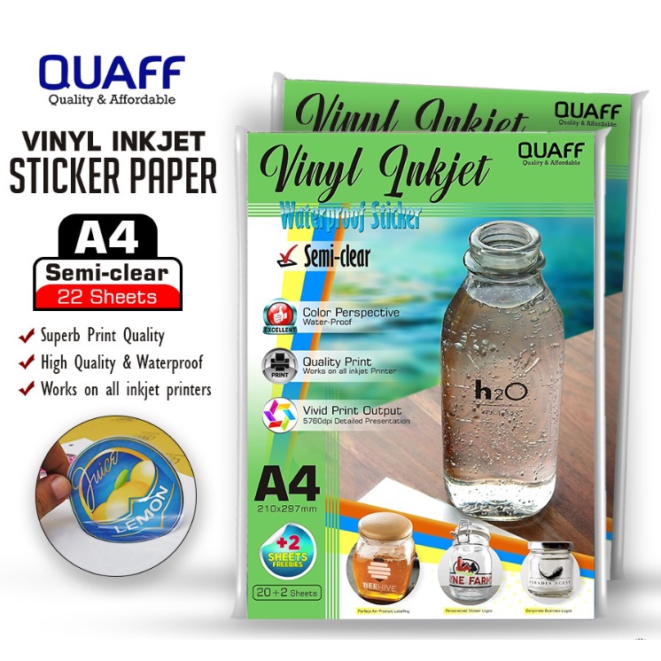 QUAFF WATERPROOF STICKER SEMI-CLEAR A4 SIZE | Shopee Philippines