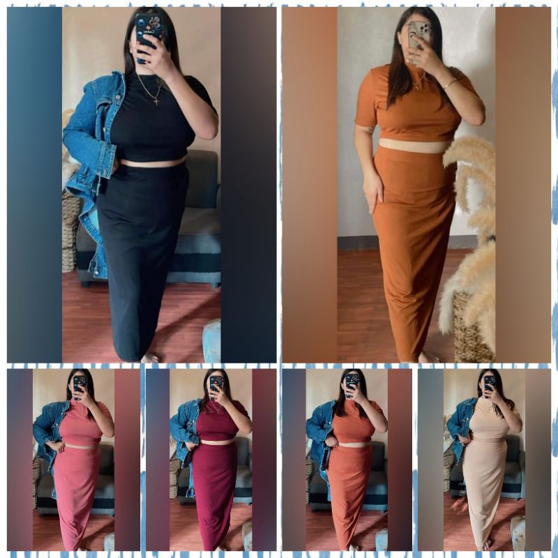Cheapest Venice Coordinates Cropped Top And Maxi Skirt Plus Size Shopee Philippines