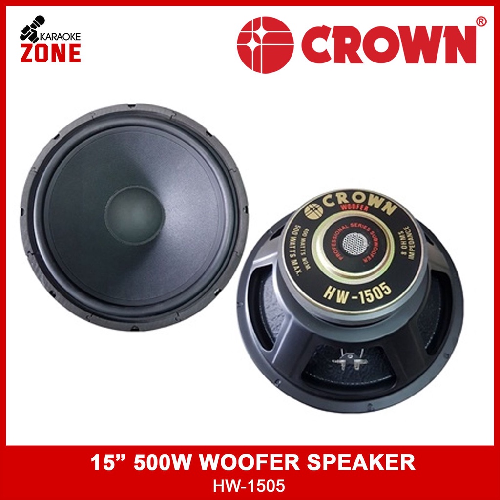 Crown 15 inches 500 watts Woofer Speaker HW-1505 / Crown Speaker 15 inch 500W / Crown Speaker ...