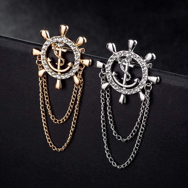 1 Piece Men's Elegant Lapel Pin Badge with Chains Brooch Pin for Suit ...
